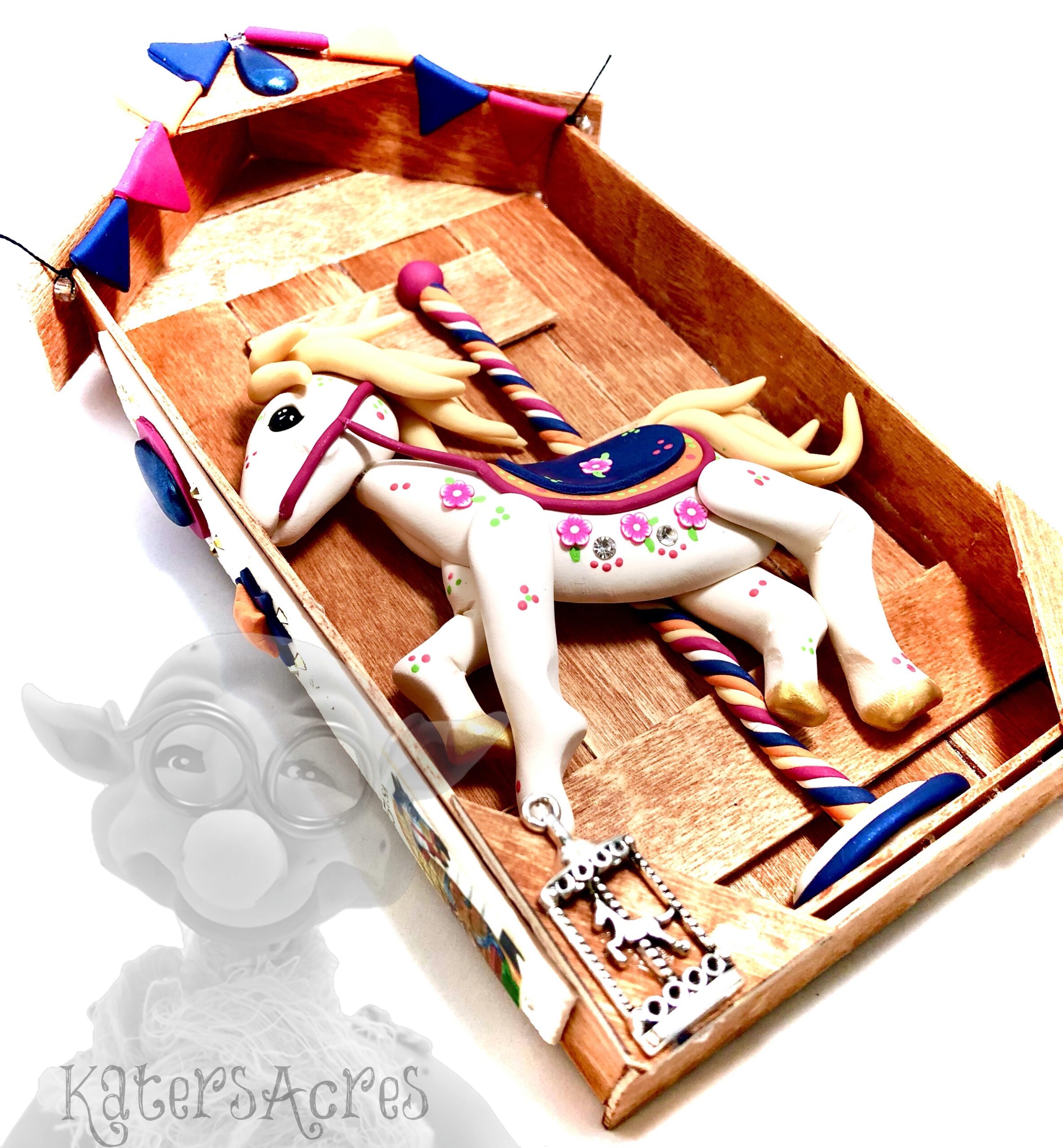 Carousel Horse in Wooden Shadow Box by Kater's Acres - KatersAcres